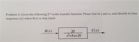 Solved Problem 3 Given The Following 2nd Order Transfer
