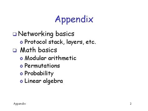 Appendix 1 Appendix Q Networking Basics O Protocol
