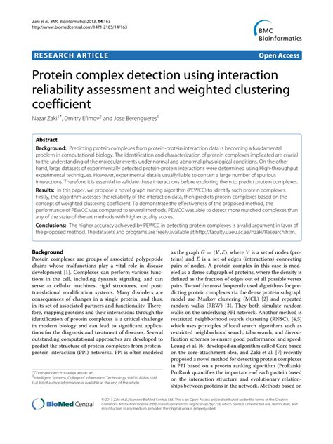 Pdf Protein Complex Detection Using Interaction Reliability
