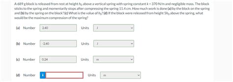 solved a 689 g block is released from rest at height h0