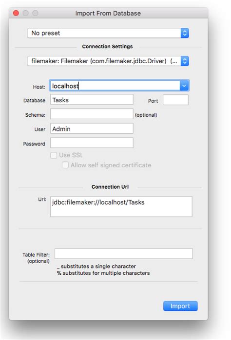Sqleditor Filemaker Setup