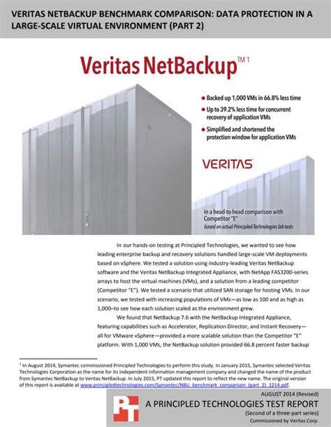 Veritas Netbackup Benchmark Comparison Data Protection In A Large