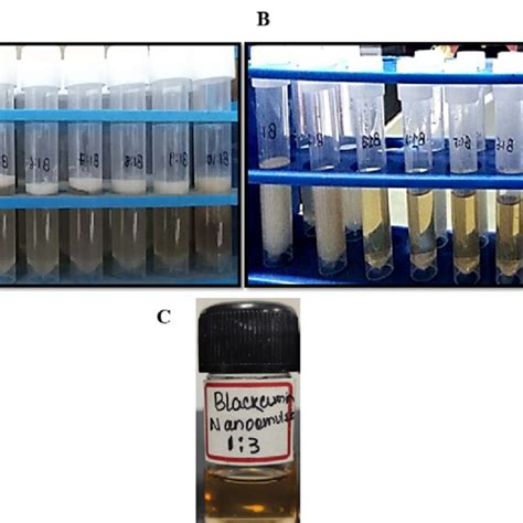 visual appearance of formulated mef loaded black cumin seed oil nano