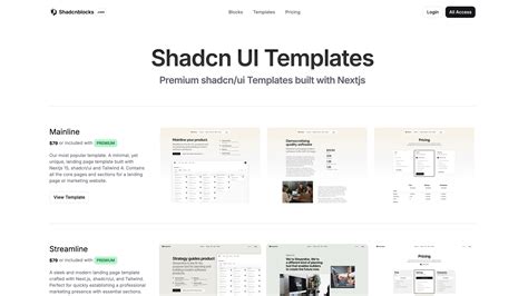 shadcn ui templates