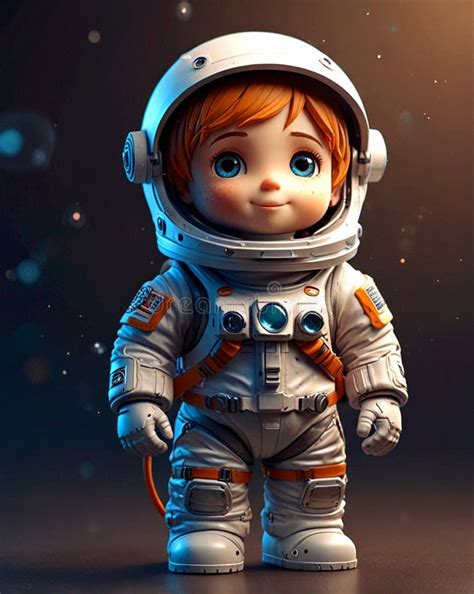 Cute Little Doll Wearing Astronaut Suit Stock Illustration