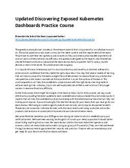 PDF Updated Discovering Exposed Kubernetes Dashboards Practice Course PDF Document