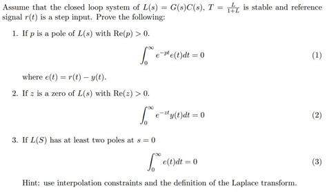 Solved Assume That The Closed Loop System Of Chegg