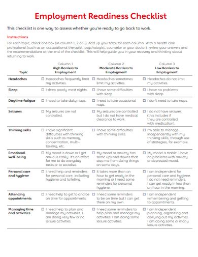 Free 20 Readiness Checklist Samples In Pdf