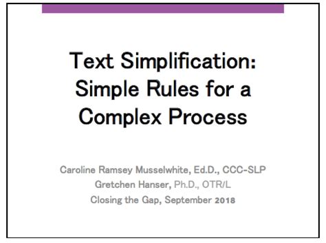 aac girls text simplification simple rules for a complex process