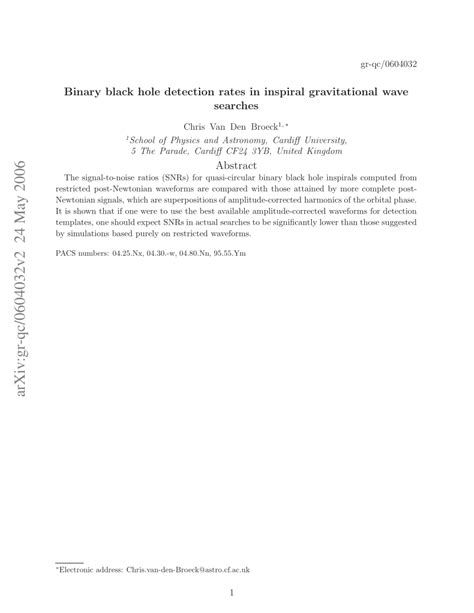Pdf Binary Black Hole Detection Rates In Inspiral Gravitational Wave Searches