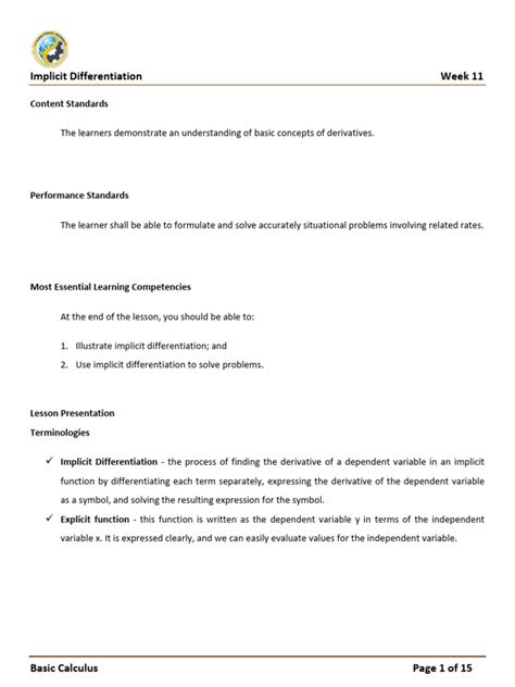 Bc1 Week 11 Module Pdf Derivative Variable Mathematics