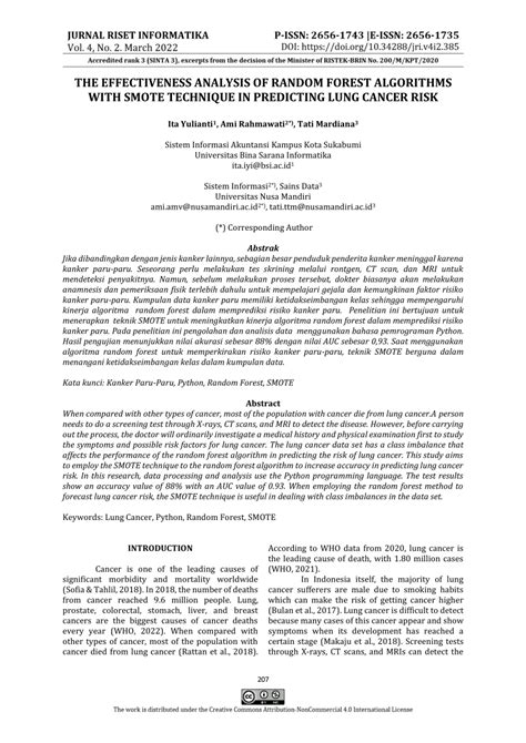 pdf the effectiveness analysis of random forest algorithms with smote