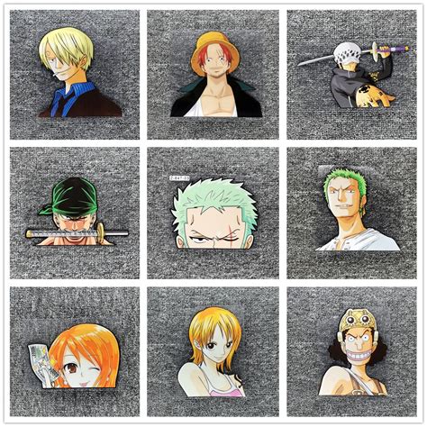 Car Stickers One Piece Zoro Nami Sanji Usopp Franky Anime Cute