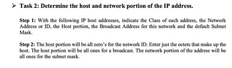 Solved Task 2 Determine The Host And Network Portion Of
