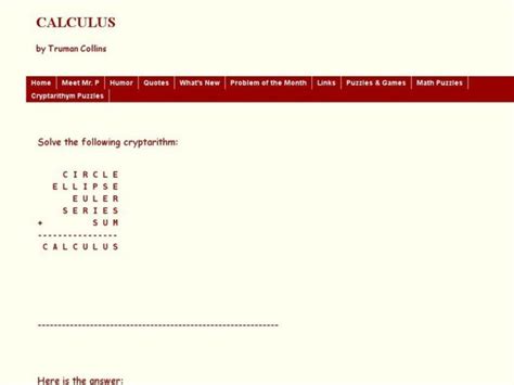 Cryptarithms Calculus Worksheet For 9th 12th Grade Lesson Planet
