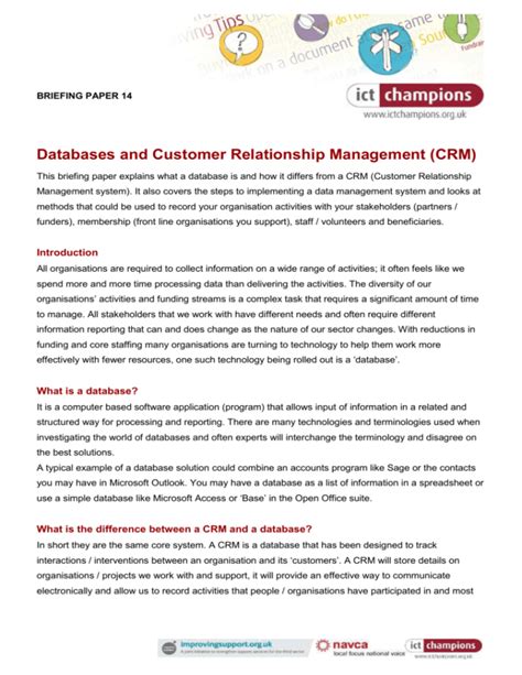 Databases And Crm Systems