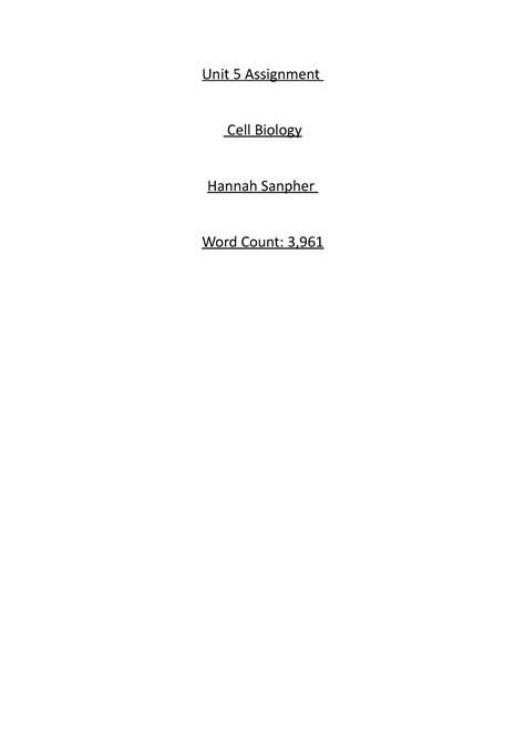 Unit 5 Assignment Cell Biology Final Access To He Diploma In Nursing Unit 5 Assignment Cell