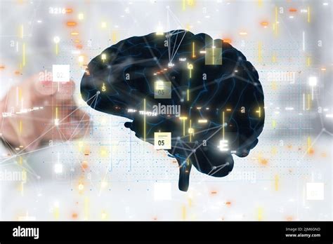 a 3d render of a human brain floating and being manipulated by a person