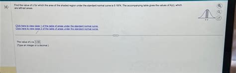 Solved Find The Value Of Z For Which The Area Of The Shaded Chegg