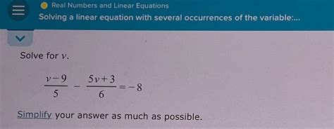 Solved Real Numbers And Linear Equationssolving A Linear