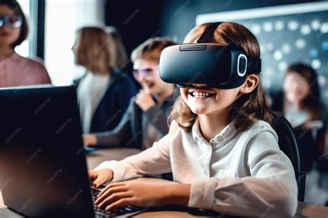 Niños En Aulas Virtuales Con Gafas 3d Con Aprendizaje Interactivo En