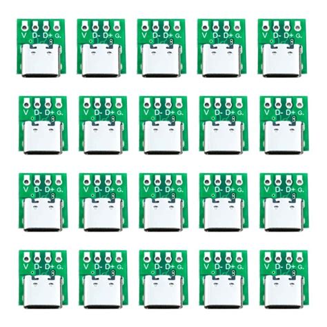 Kuao 10 Pcs Female Connector Usb Type C Breakout Board Type C Female Breakout Board With Pcb