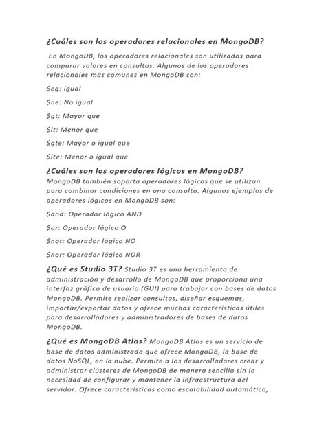Tarea Mongodb Pdf Mongo Db Bases De Datos