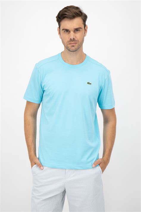 Lacoste Тениска с овално деколте и лого Аквамарин синьо 5 Emagbg
