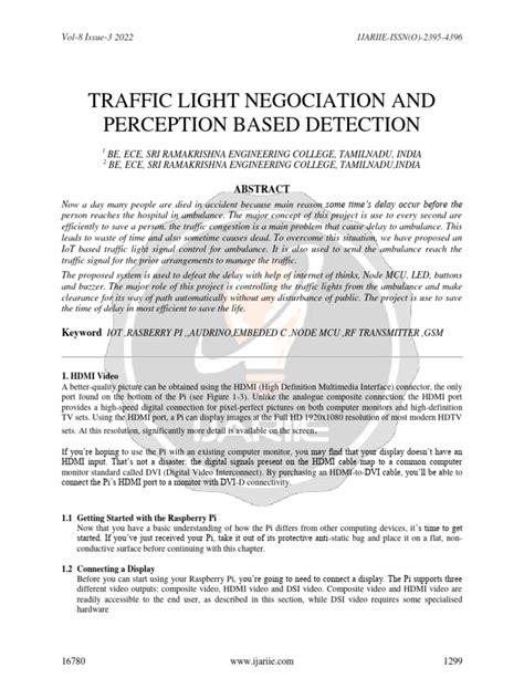 Traffic Light Negotiation And Perception Based Detection Ijariie16780 Pdf Embedded System