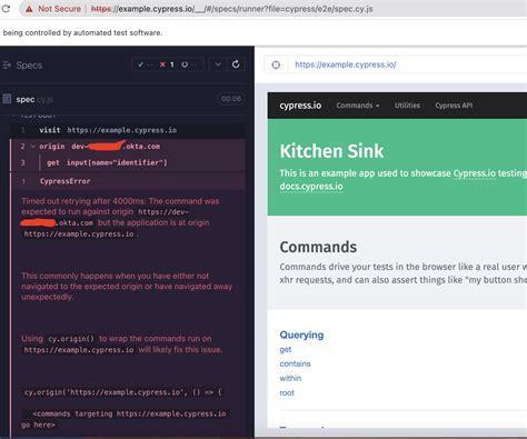 Command expected to run against origin {oktaOrigin} but the application is at origin ...