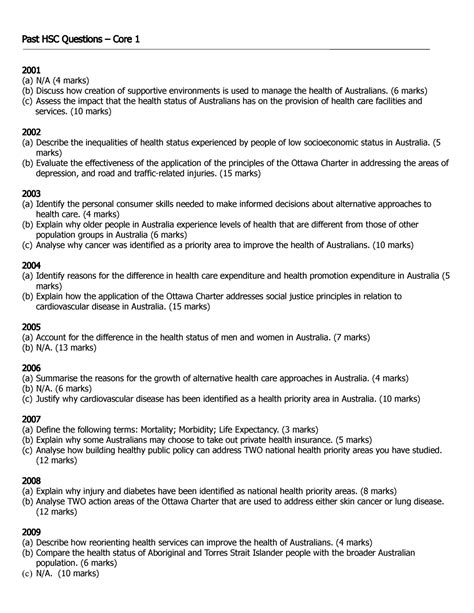 Past HSC Questions Core Past HSC Questions Core A N A Marks B Discuss How
