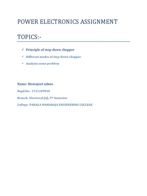 Power Electronics Assignment 1 Pdf Power Electronics Diode