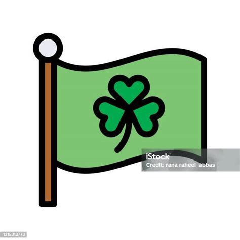 편집 가능한 스트로크와 세인트 패트릭 플래그 벡터에 세인트 패트릭 관련 클로버 꽃 기에 대한 스톡 벡터 아트 및 기타 이미지