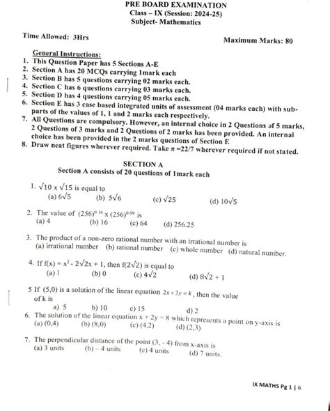 Download Free Sample Papers Of Class 9 Maths 2024 25 Sharma Tutorial