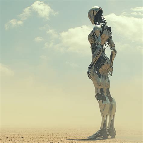 midjourney prompt the robot in a desert standing in the prompthero