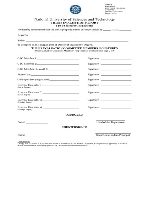 THESIS EVALUATION REPORT To Be Filled By Institution Scee Nust Edu Doc Template PdfFiller