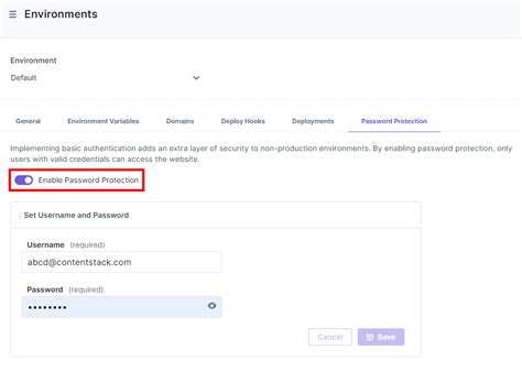 Password Protection For Environments Contentstack