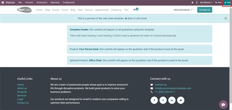 Quotation Templates In Odoo Sales Odoo V Enterprise Edition Book