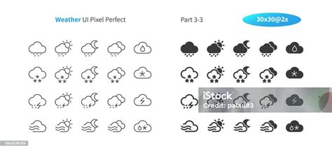 날씨 Ui 픽셀 완벽 한 잘 만들어진 벡터 얇은 선 및 고체 아이콘 30 2 그리드 웹 그래픽 및 애플 리 케이 션에 대 한 X 간단한 최소한의 그림 33 부 겨울에 대한
