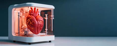 3d 프린터는 인간의 심장을 인쇄합니다 장기의 의료 이식 Ai 생성 프리미엄 사진