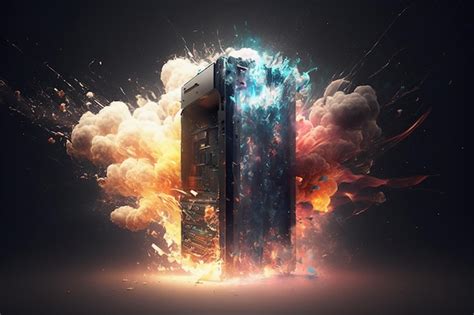 Premium Photo Server Or Computer Explosion With Fire And Smoke