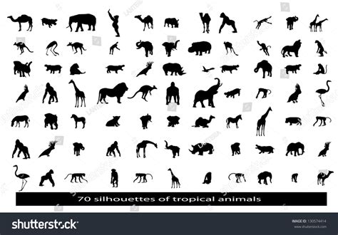 70 Silhouettes African Animals Stock Vector Royalty Free 130574414
