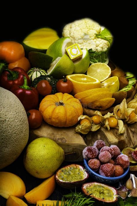 Vitamin C In Fruits And Vegetables Natural Products Rich In Vitamin C Stock Image Image Of