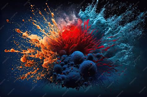 Premium Photo Undersea Explosion On A Backdrop Of Blue Red And Other