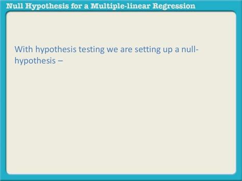 null hypothesis for multiple linear regression