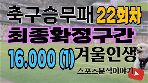 겨울인생 축구승무패 22회차 최종확정구간 16000 1 Youtube