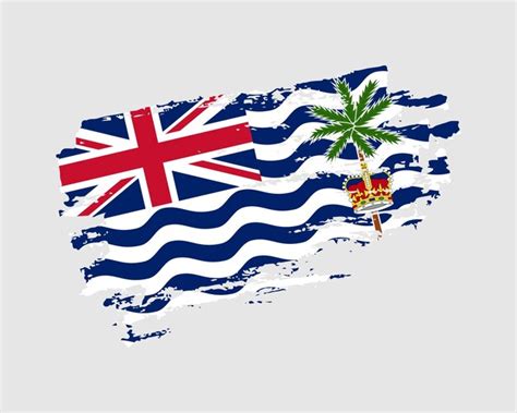 단색 배경에 손으로 영국령 인도양 영토 그런 지 브러시 스타일 플래그를 그린 프리미엄 벡터