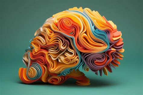Brain Visualization With Paper Color Effects Premium Ai Generated Image