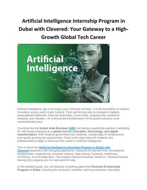 Artificial Intelligence Internship Program Aiip In Dubai With