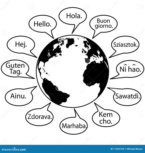 translate earth languages say hello world stock illustration